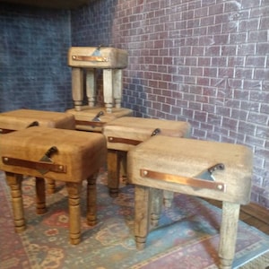 Miniature Rustic Maple Butcher Block W/ Cleaver & Knife Rack Distressed ...