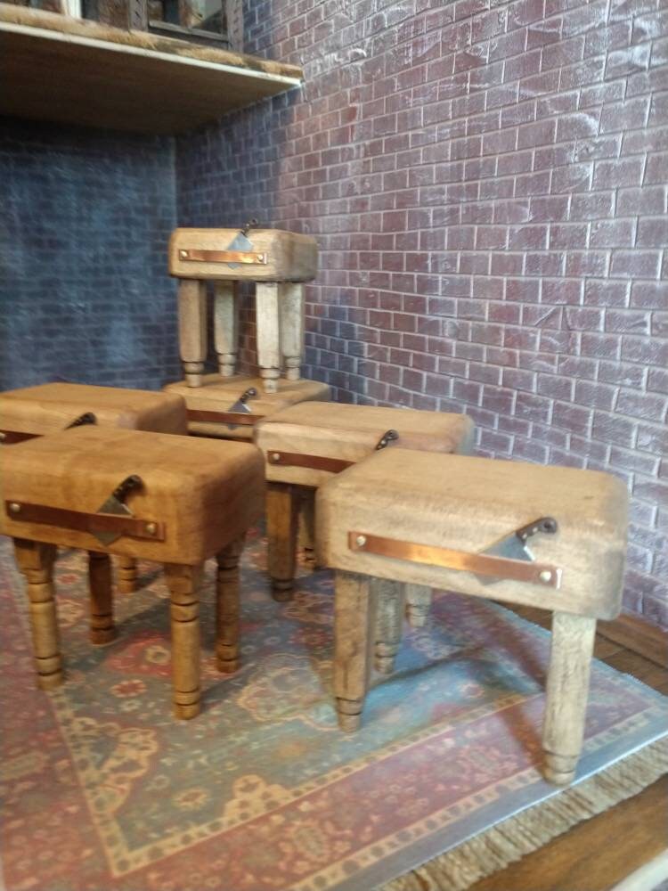 Miniature Rustic Maple Butcher Block W/ Cleaver & Knife Rack - Etsy