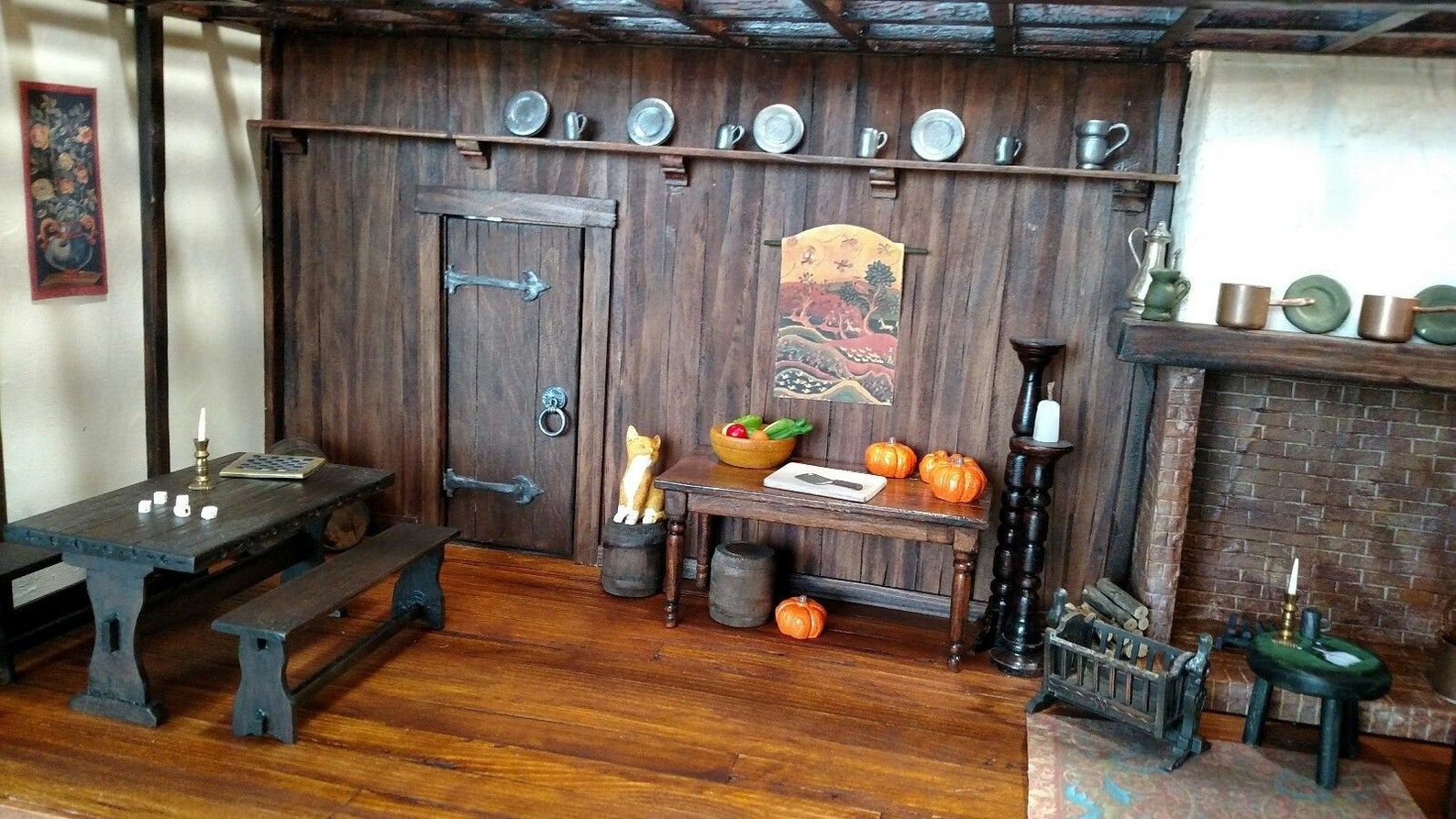 Salem Witch House Kitchen Large Room Box Handcrafted, Early Colonial ...