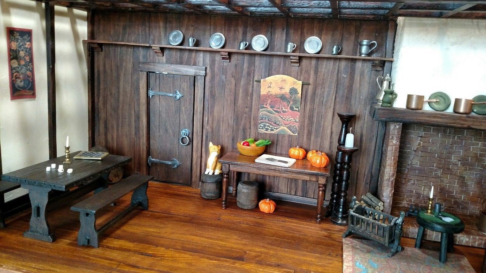 Salem Witch House Kitchen Large Room Box Handcrafted, Early Colonial ...
