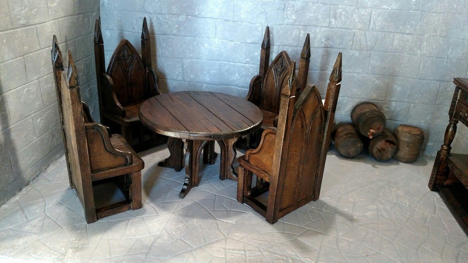 Gothic Castle THRONE CHAIRS & TABLE, Artisan Handcarved, Medieval ...