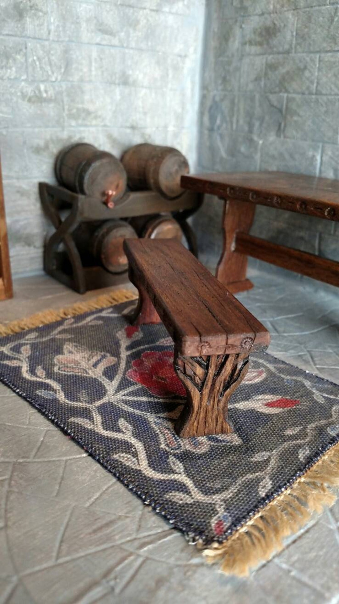 Dollhouse Miniature Wizard / Witch Bench, Artisan Hand Carved Druid ...