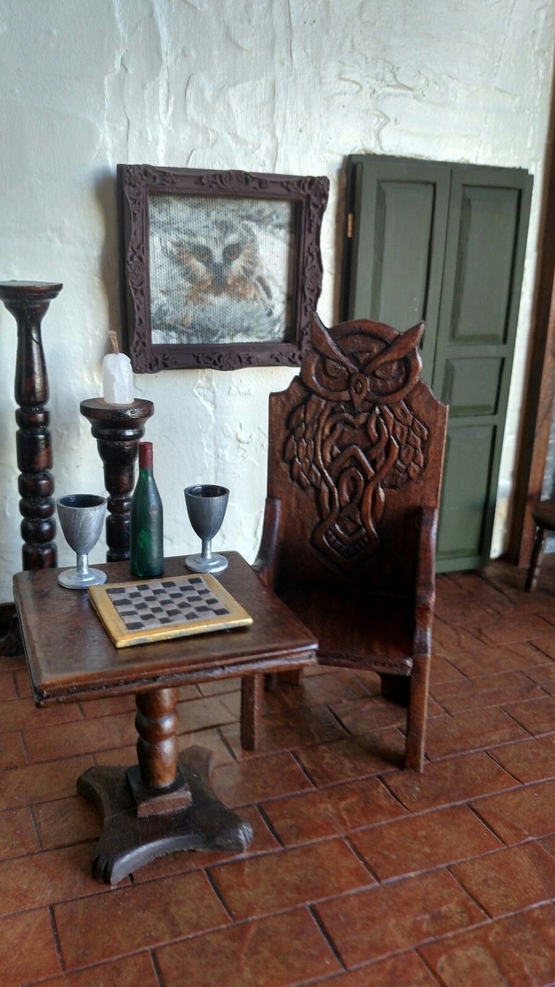 Handcarved Celtic OWL Throne Arm Chair Medieval, Wizard, Witch, Artisan ...
