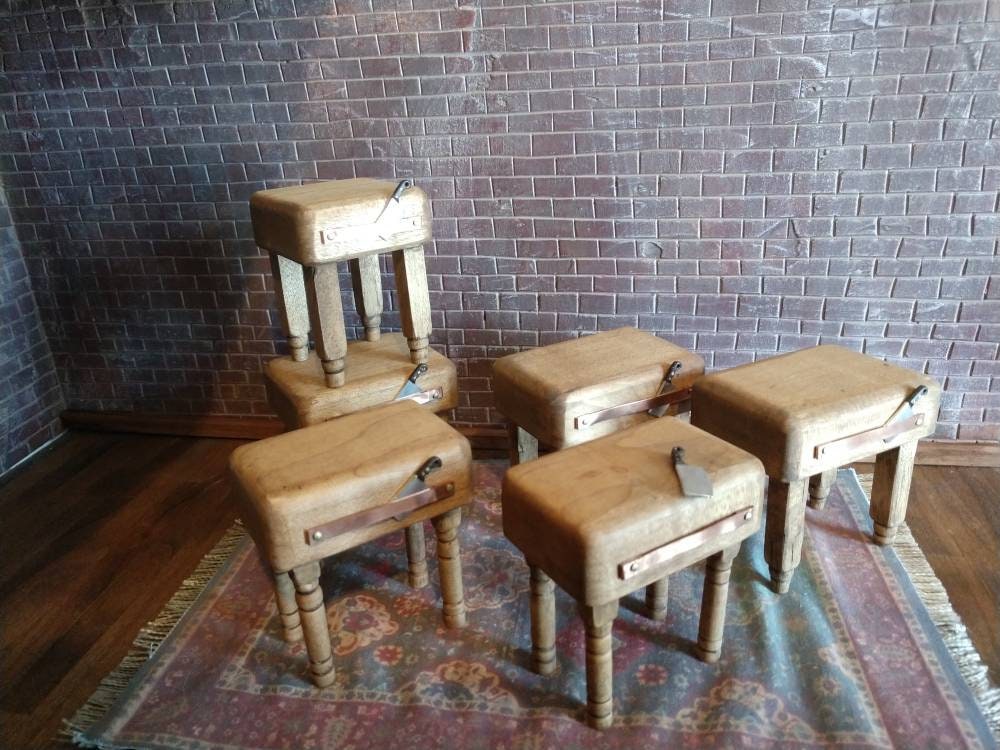 Miniature Rustic Maple Butcher Block W/ Cleaver & Knife Rack - Etsy