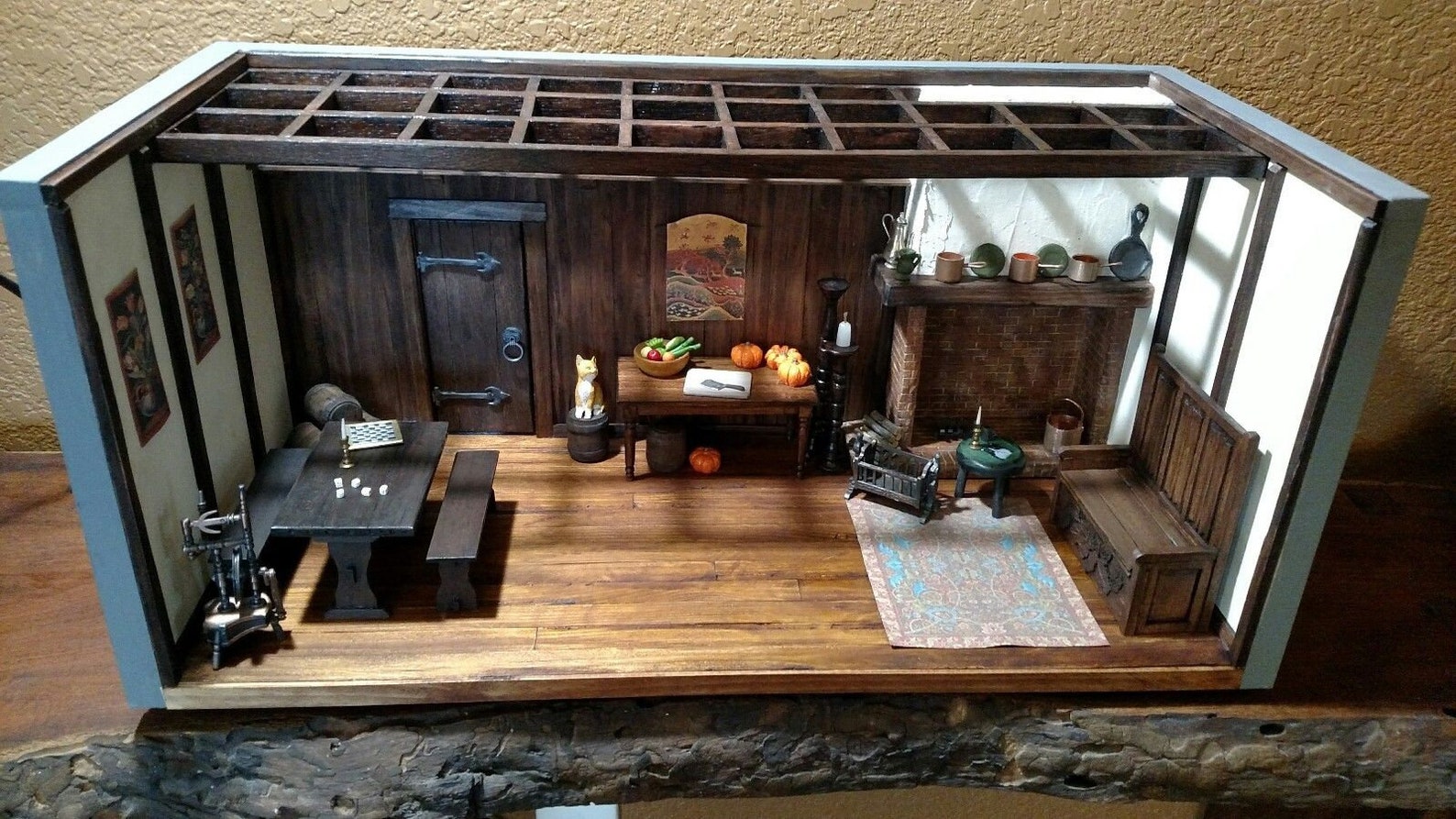 Salem Witch House Kitchen Large Room Box Handcrafted, Early Colonial ...