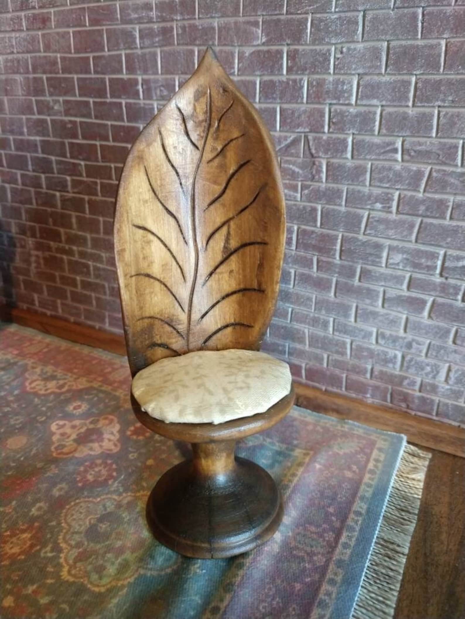 Handcarved Medieval Viking Hand Carved Leaf Back Barrel Throne Chair ...