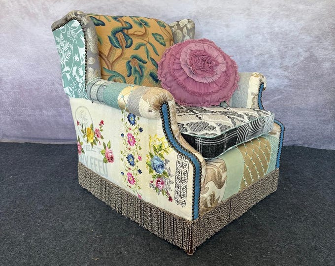 Eclectic Patchwork Custom Upholstered Chair. - Etsy