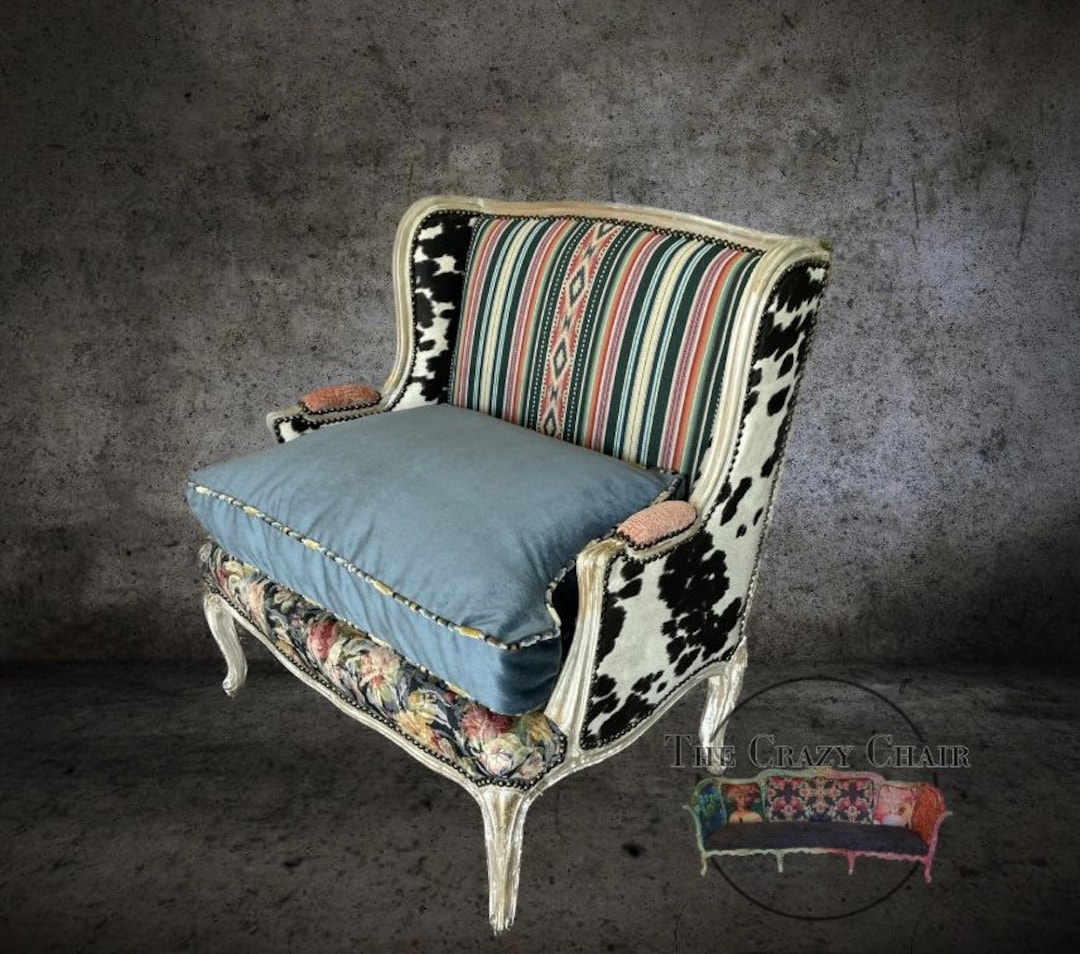 Southwest, Serape, Cowhide, Native American Custom Upholstered Antique ...
