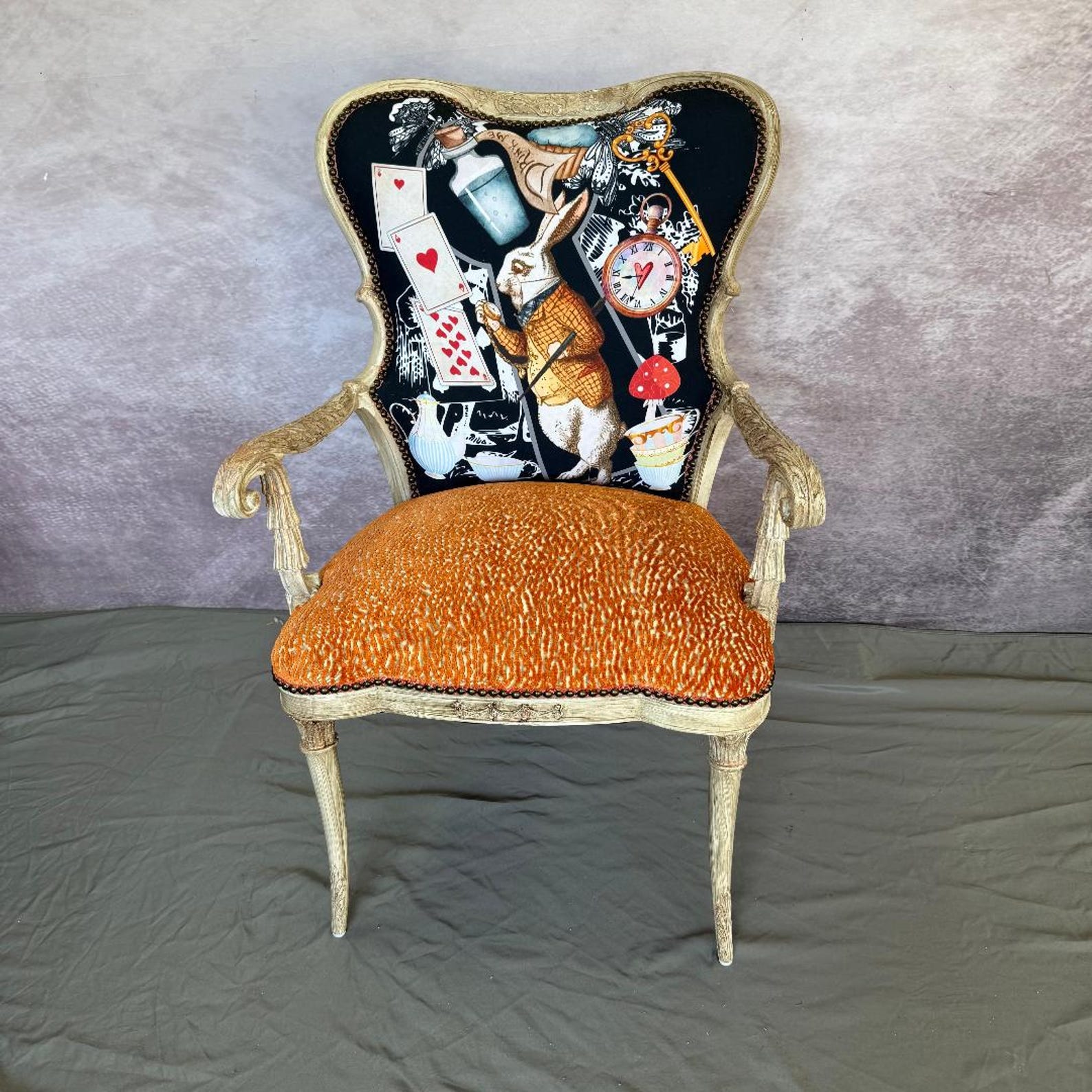 A Set of Antique Reupholstered Whimsical Chairs With the Mad Hatter and ...
