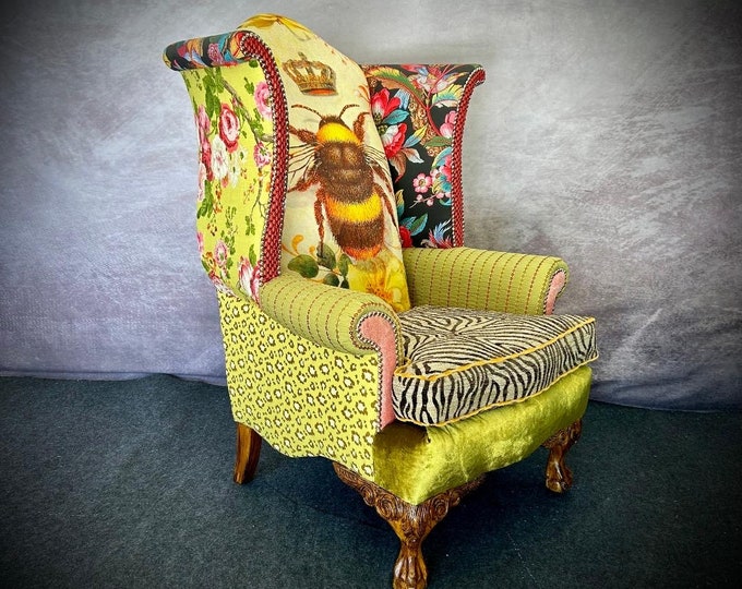 Queen Bee Eclectic Custom Upholstered Throne Chair. - Etsy