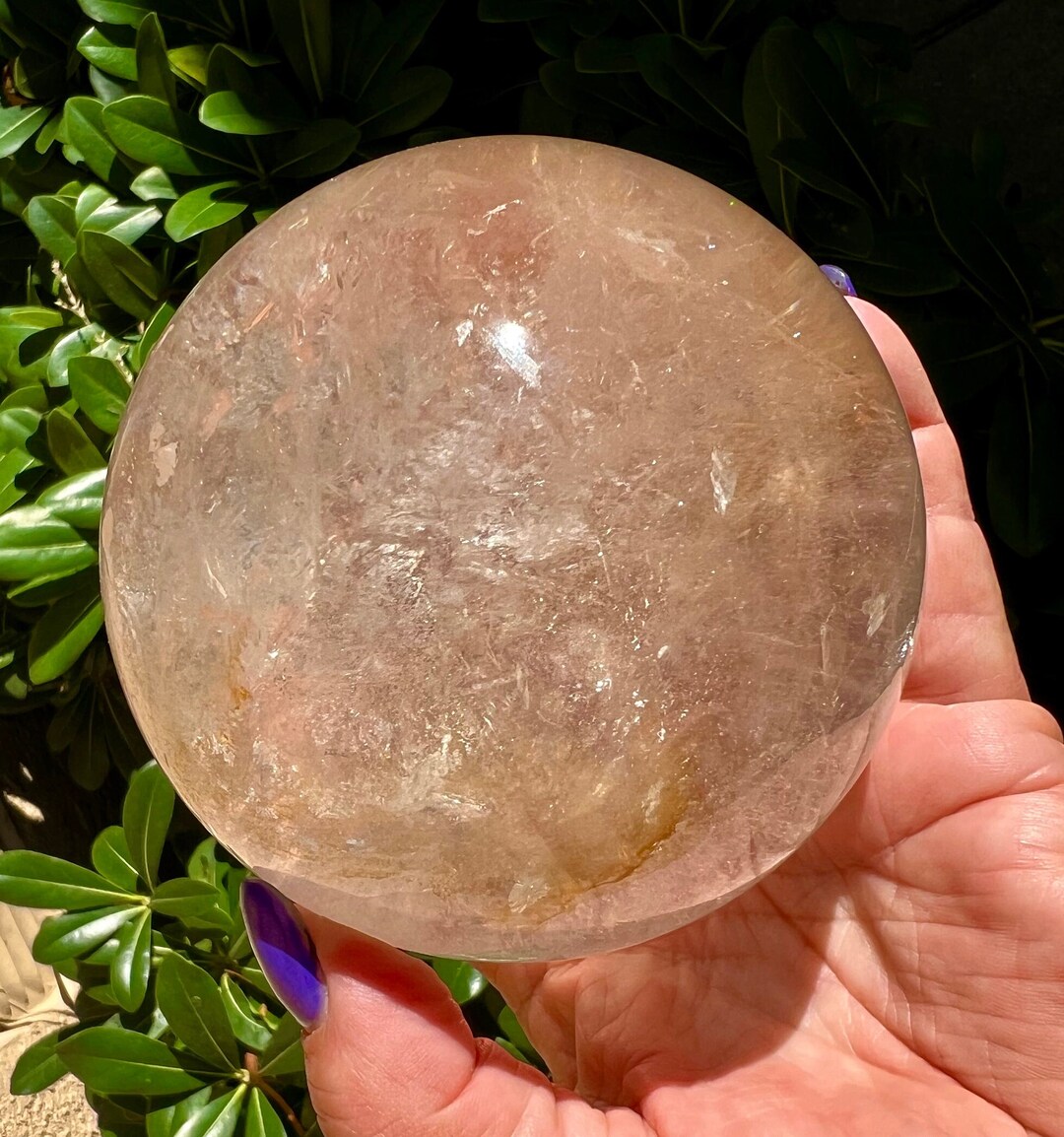 Rare XL Clear Smoky Quartz Sphere, Base & Solar Plexus Chakras ...