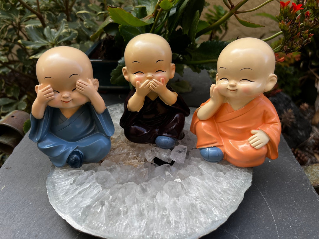XL See No Evil, Hear No Evil, Speak No Evil Baby Buddha Statues, (set ...