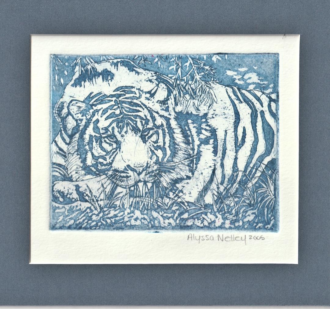 Tiger Zinc Etching Plate Print Original, Vintage Alyssa Penner - Etsy