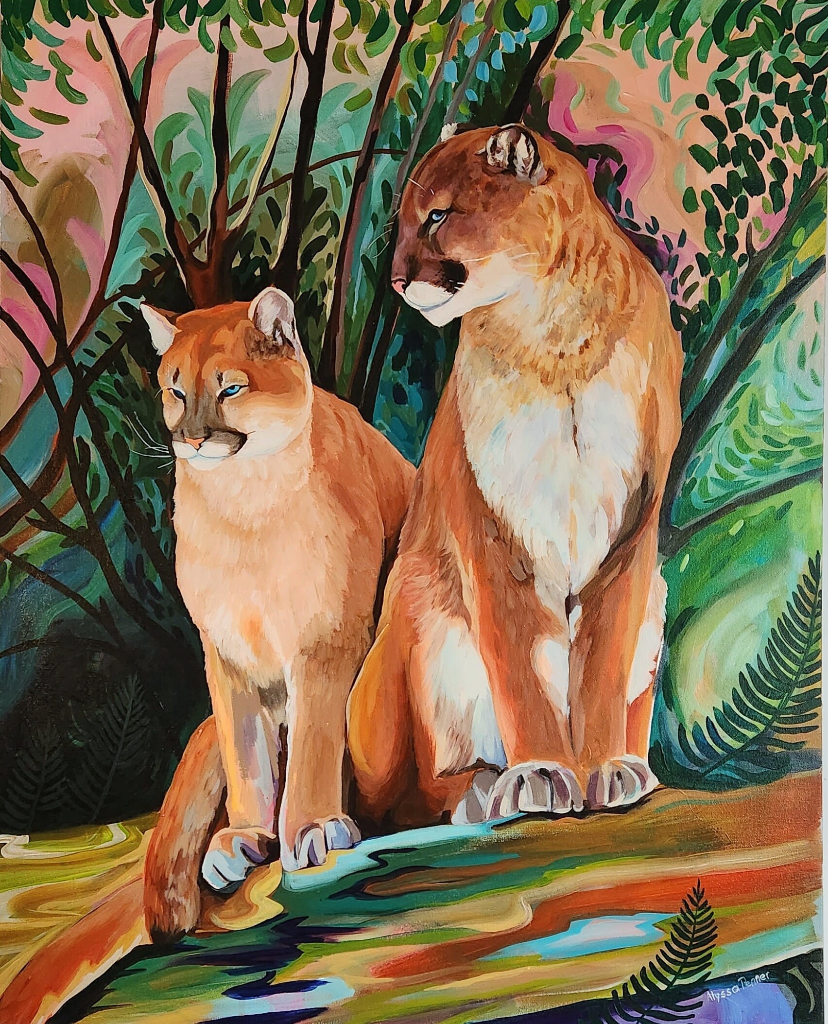 Original, Big Cat Painting, Wildlife Art, Acrylic on Canvas, Canadian ...