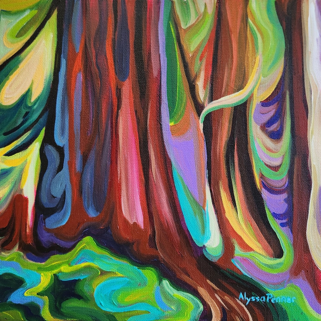 Original, Landscape Abstract Tree Painting, Canadian Artist, Acrylic on ...