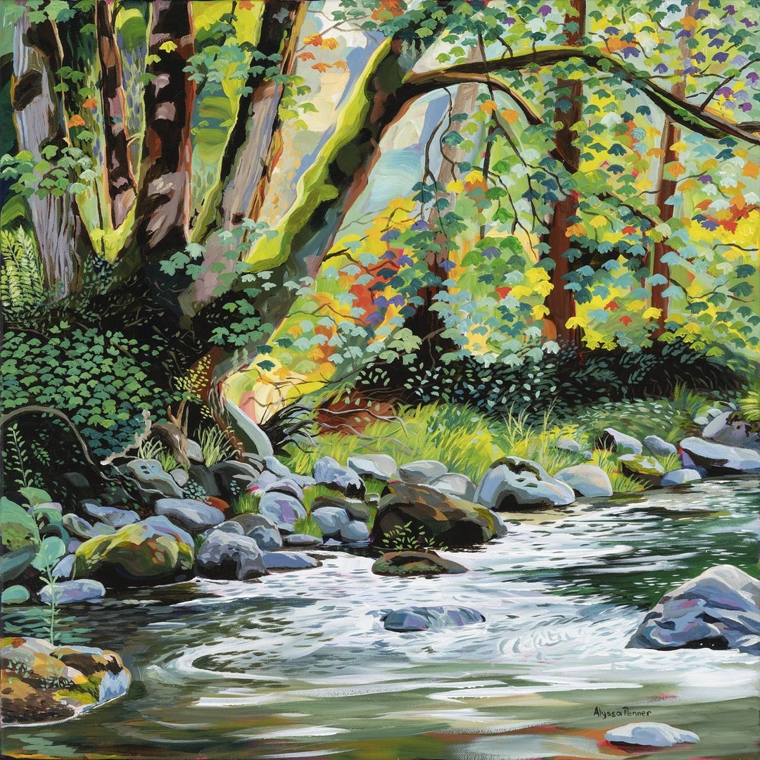 Colores de la naturaleza pintura original Creekside arte - Etsy España