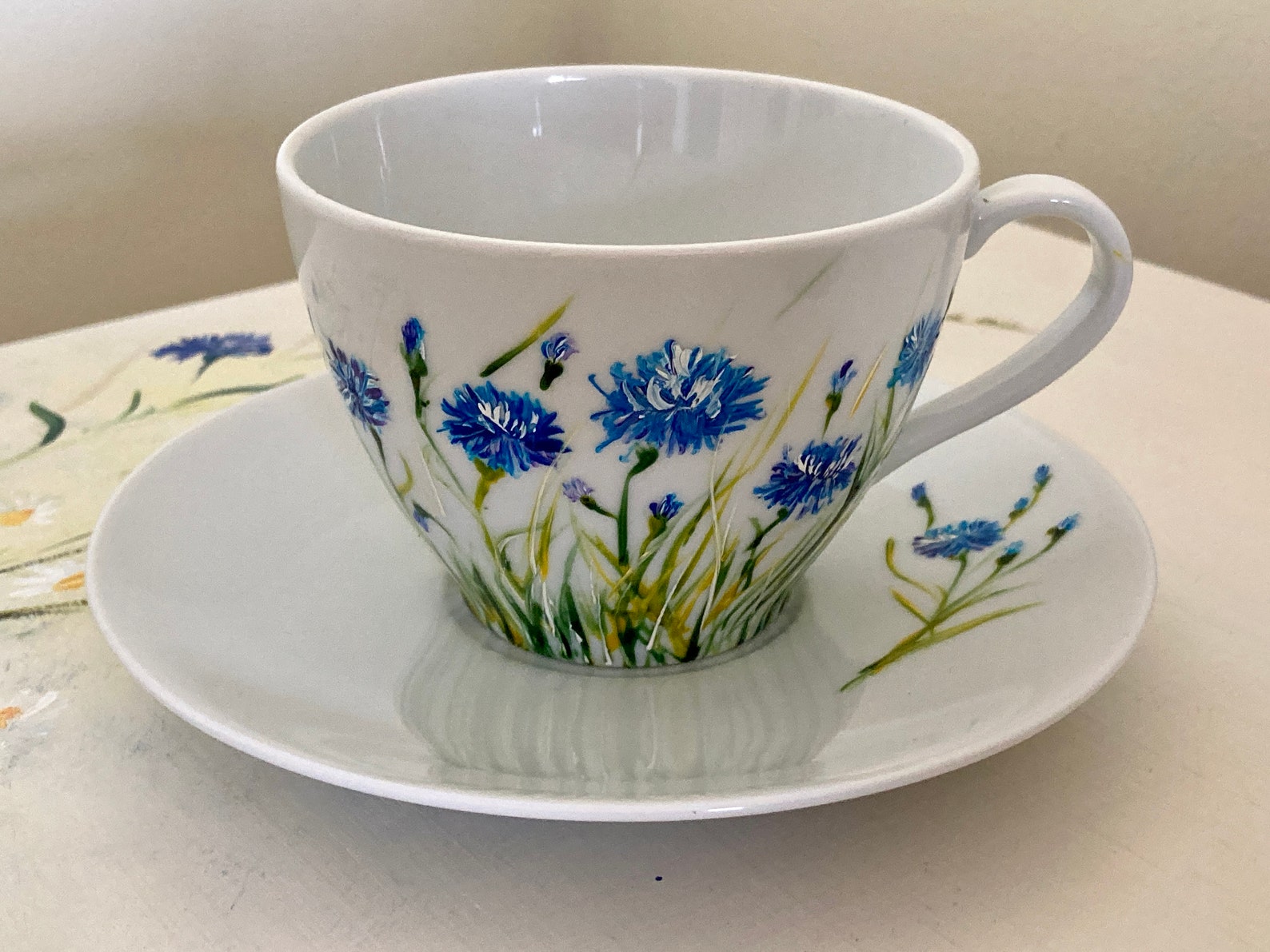 Hand Painted Cup and Saucer Wild Flowers Cup Coffee Cup - Etsy