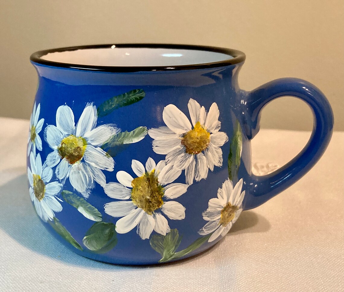 Hand Painted Mug, Ceramic Coffee Mug , Wild Flowers Cup, Coffee Mug ...