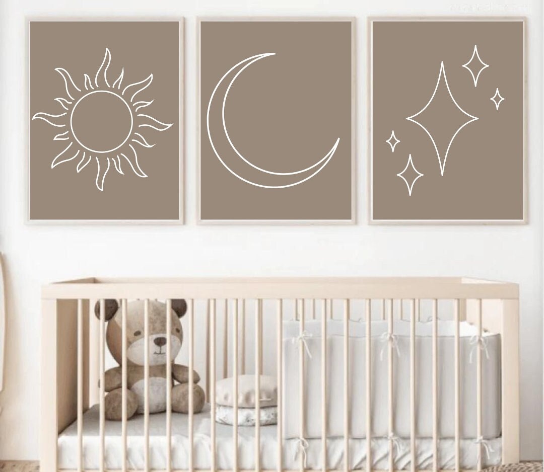 Sun Mood Stars Trio - Digital Download - Celestial Prints - Neutral ...
