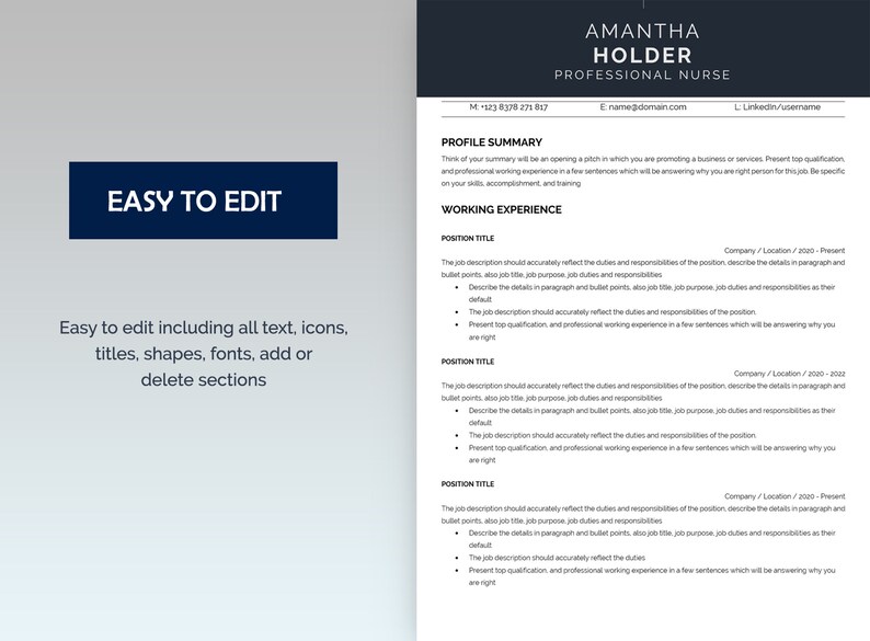 ATS Resume Template for Teacher CV Template ATS Friendly - Etsy