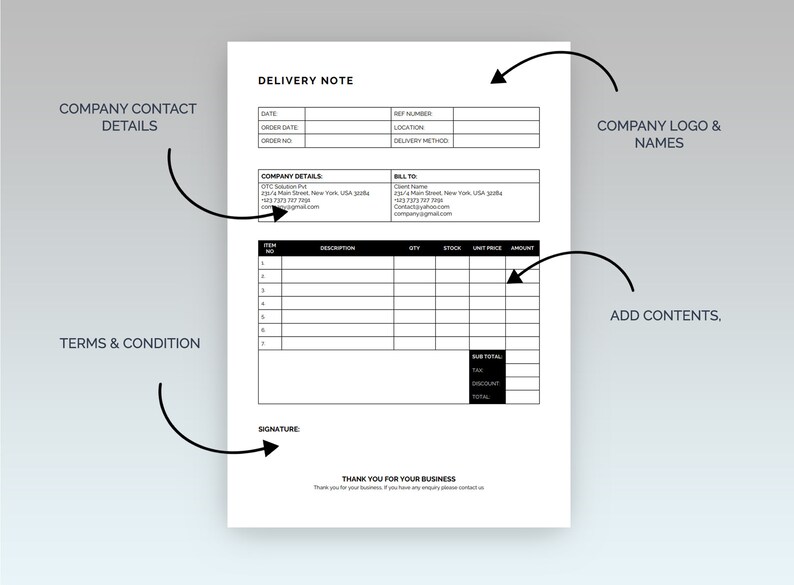 Delivery Note Template, Modern Delivery Note Example, Digital Delivery ...