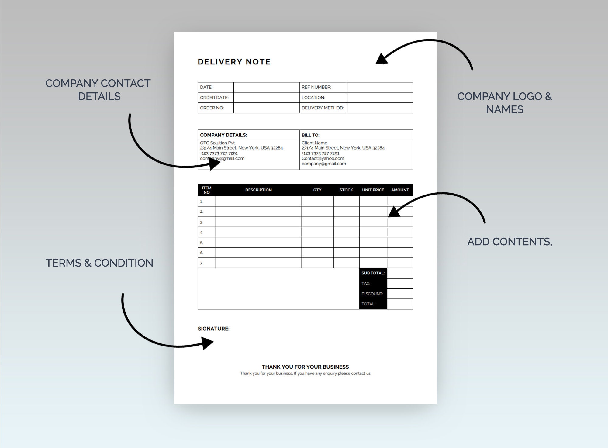 Delivery Note Template, Modern Delivery Note Example, Digital Delivery ...
