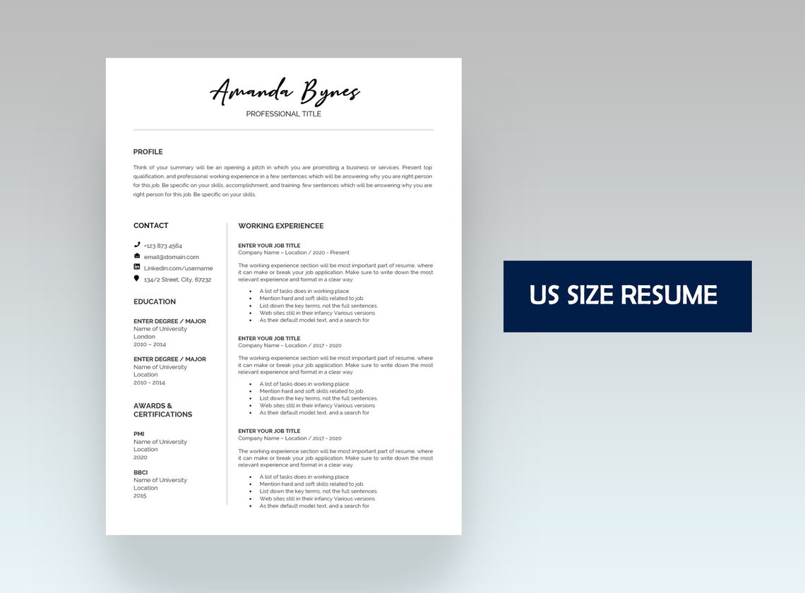 CV Template Resume Template Word, Executive Resume Template, New 1 & 2 ...
