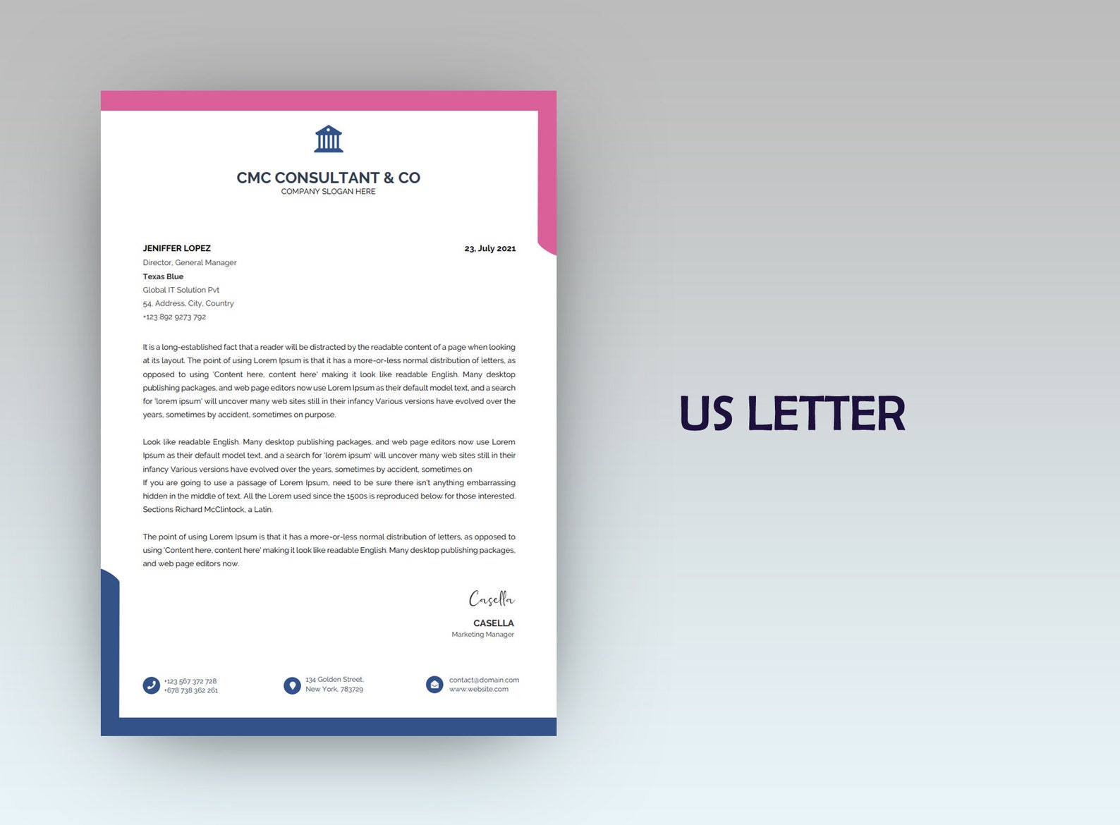 Business Letterhead, Letterhead Template, Editable Letterhead Template ...