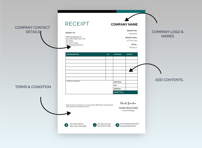 Editable Receipt Template, Business Receipt Template, Microsoft Word - Etsy