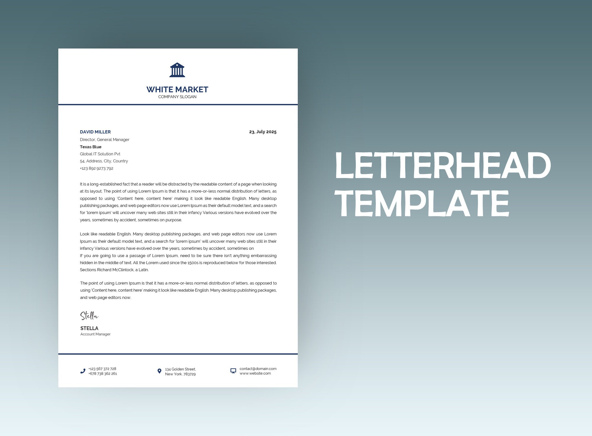 Letterhead Template, Business Letterhead, Editable Letterhead Template ...