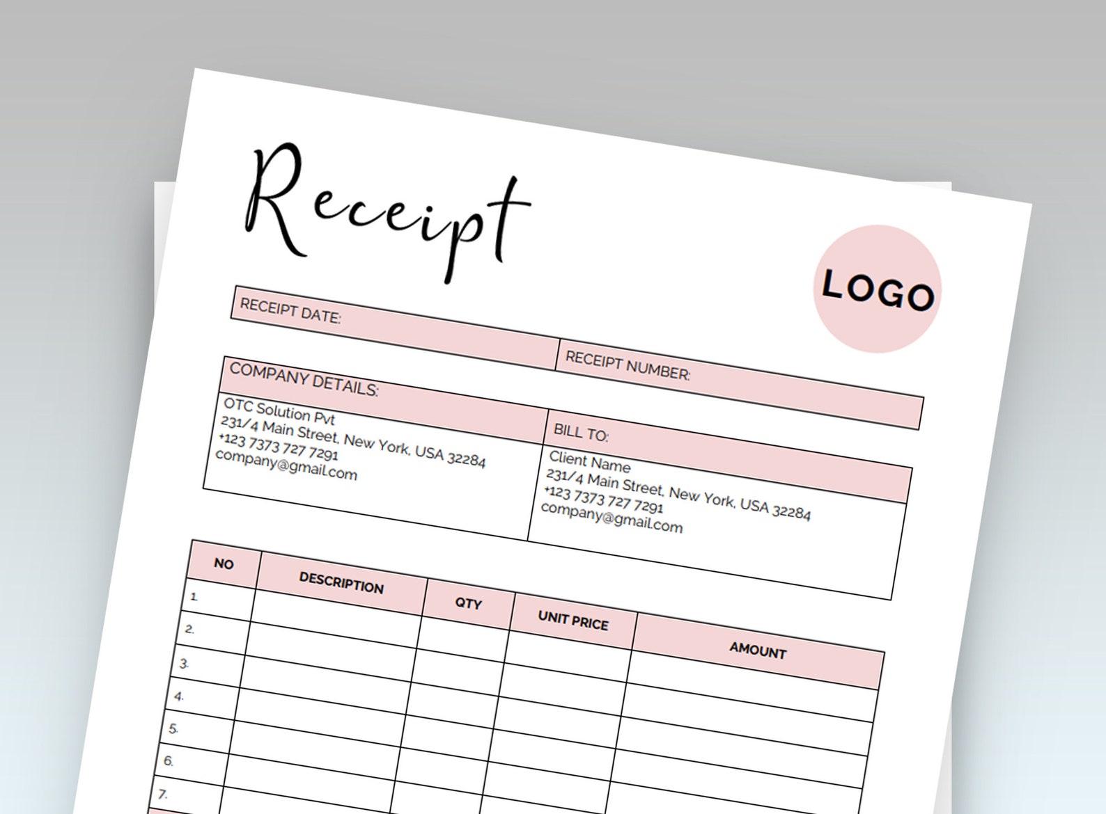 Editable Receipt Template Business Receipt Receipt Template Receipt ...