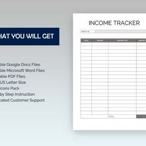 Editable Monthly Income Tracker Template, Printable Income Tracker ...