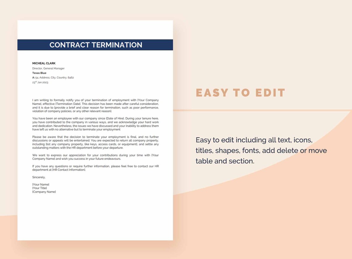 Termination Letter Template Termination Letter Template for - Etsy