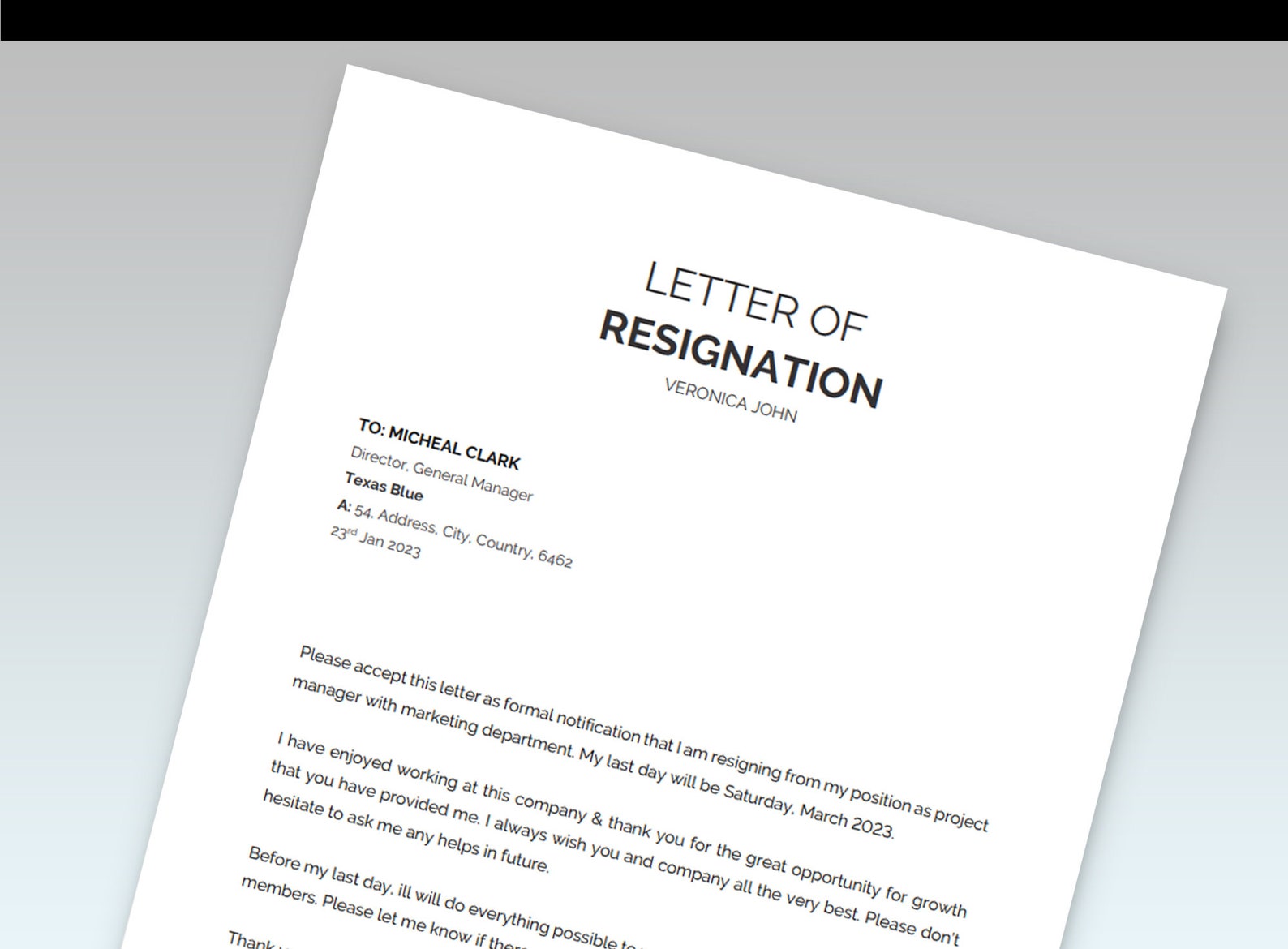 Resignation With Sample Writing Resignation Letter Template - Etsy