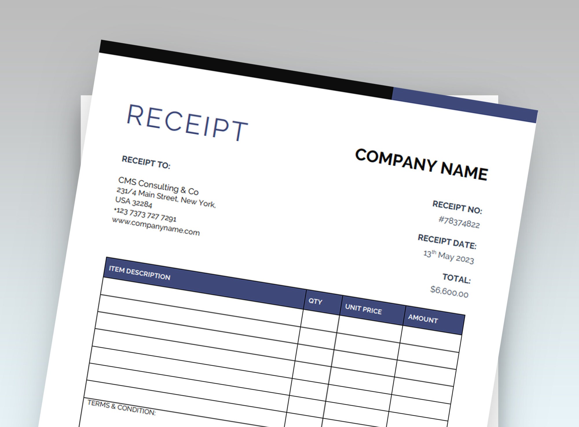 Editable Receipt Template, Rent Receipt Template, Invoice Receipt ...