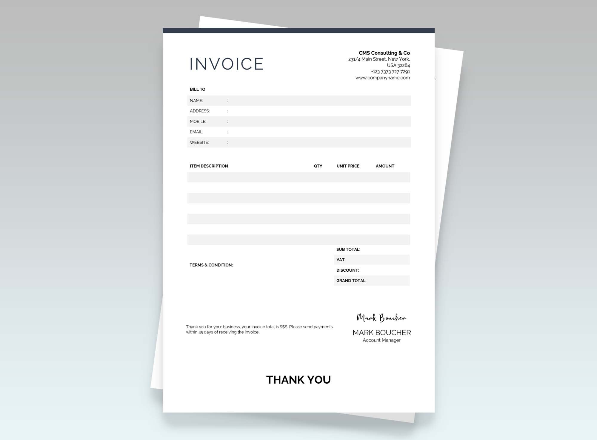 Modern Printable Invoice Template, Invoice Template Word, Business ...