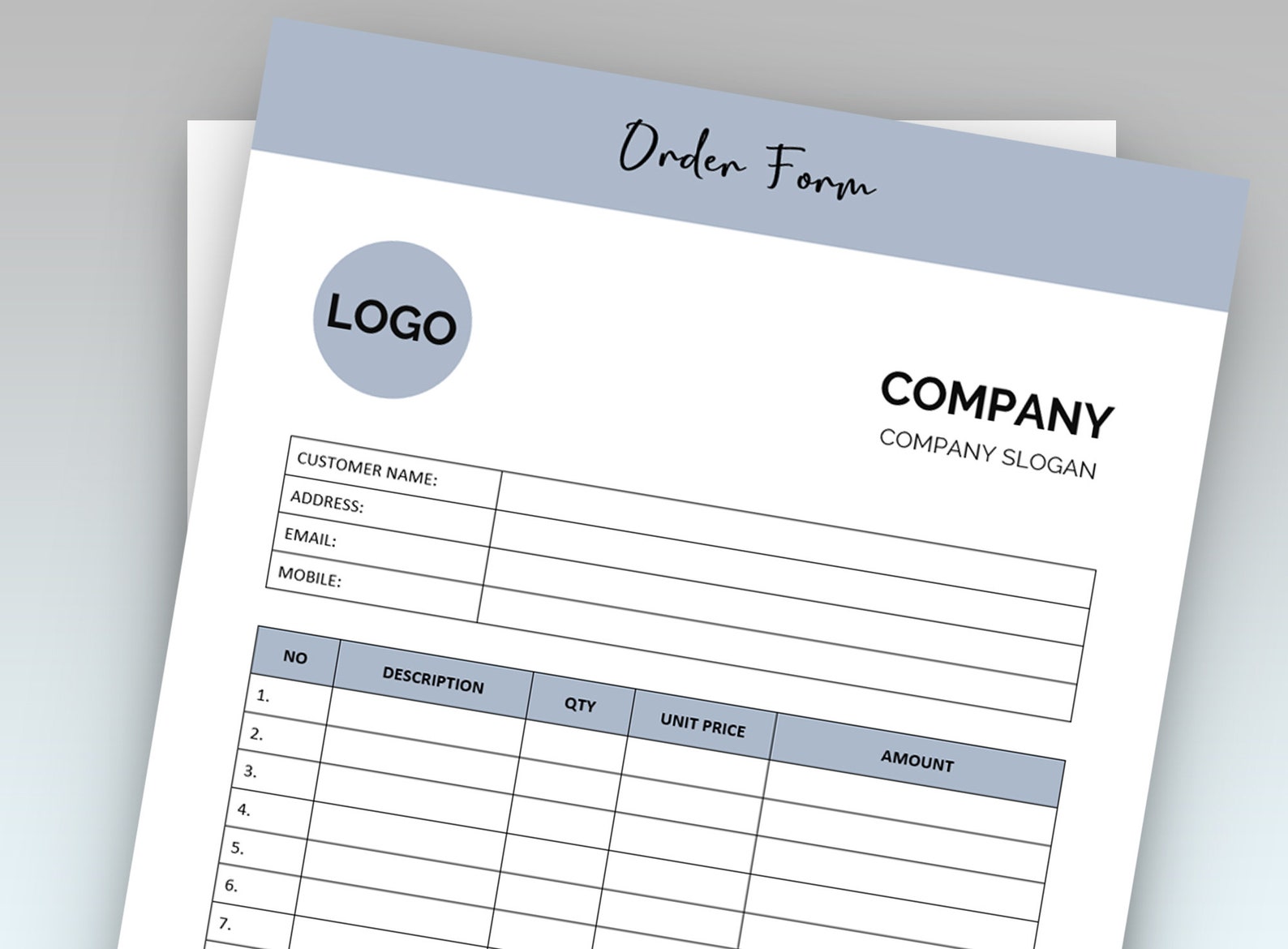 Order Form Template, Editable Order Form, Modern Order Form Printable ...