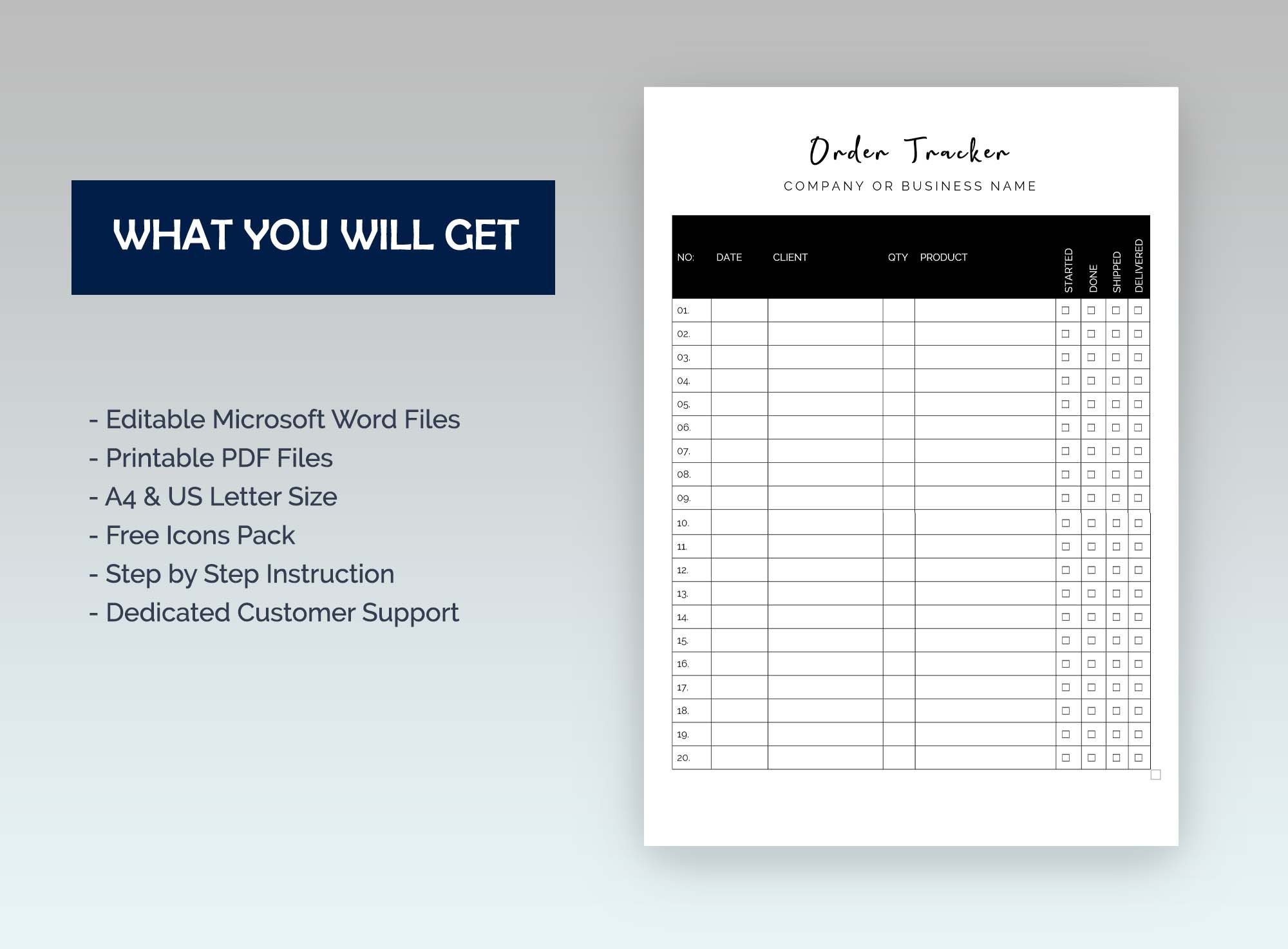 Printable Order Tracker Template, Editable Order Tracker Form, Small ...