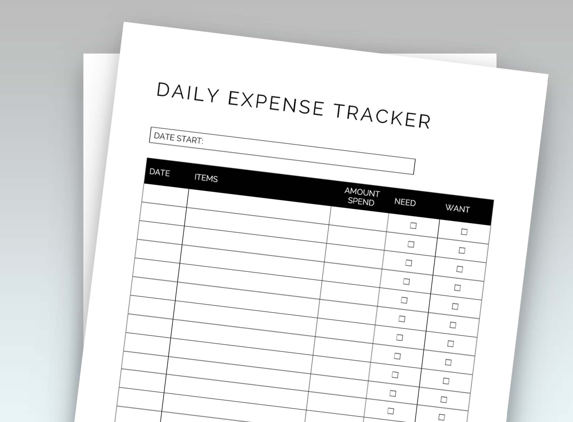 Daily Expense Tracker Printable Expense Tracker Word Google Docs PDF ...