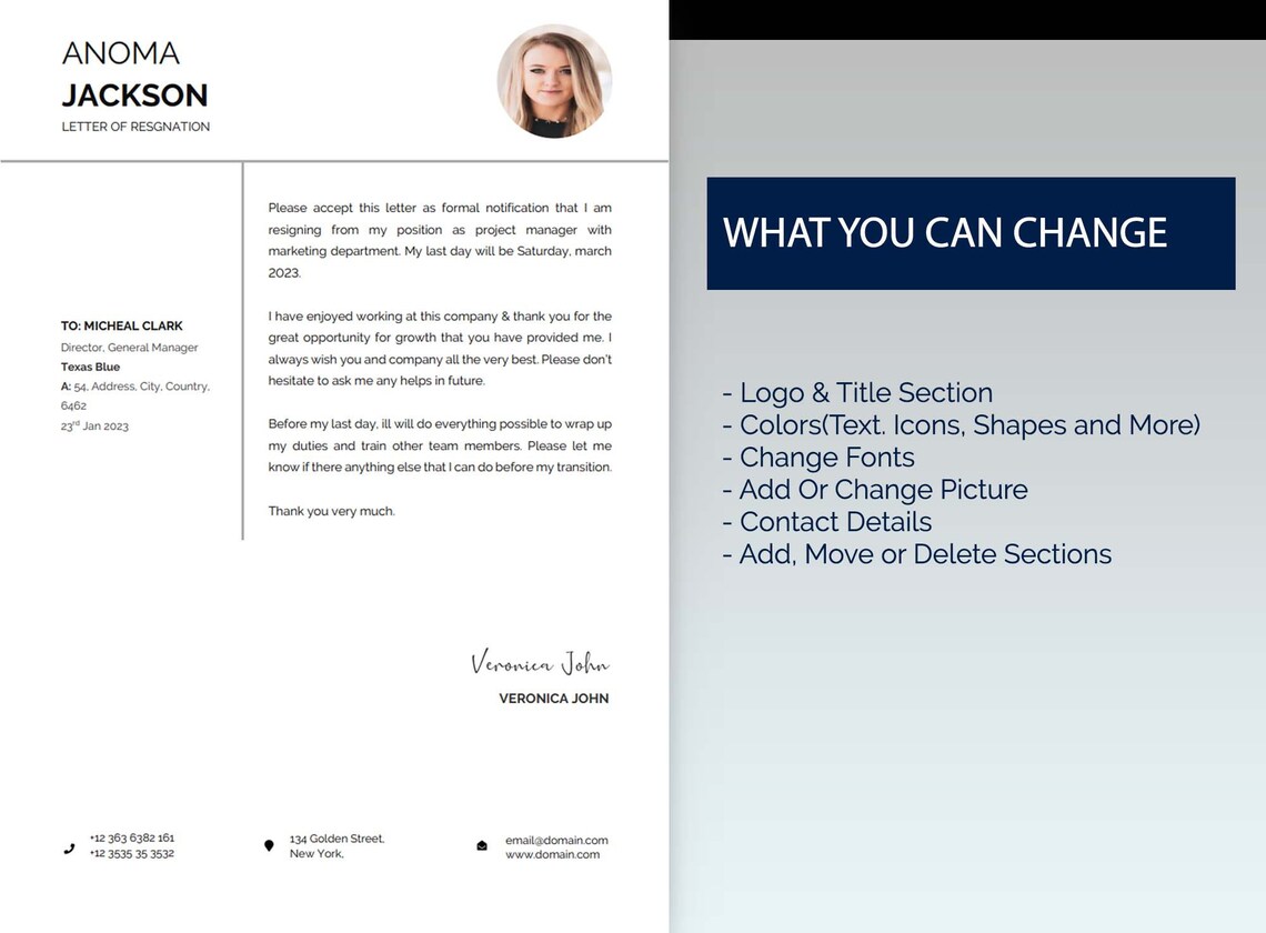 Resignation Letter Professional Resignation Resignation - Etsy