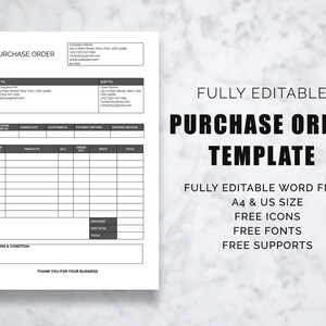 Purchase Order, Purchase Order Form, Printable Purchase Order Template ...