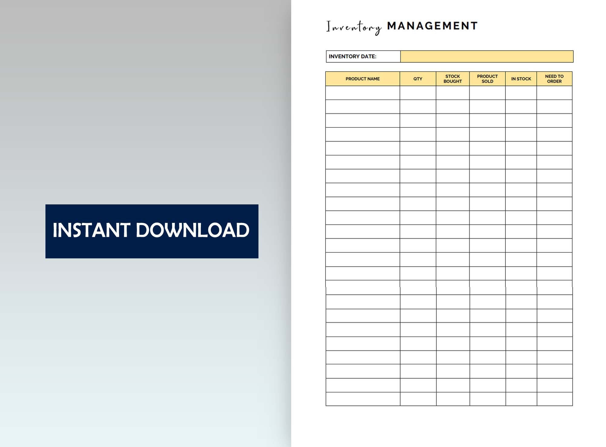 Business Inventory Template. Printable Inventory Management Form ...