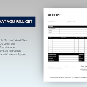 Receipt Template, Editable Receipt Template, Business Receipt, Invoice ...