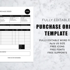 Purchase Order, Purchase Order Form, Editable Purchase Order Microsoft ...