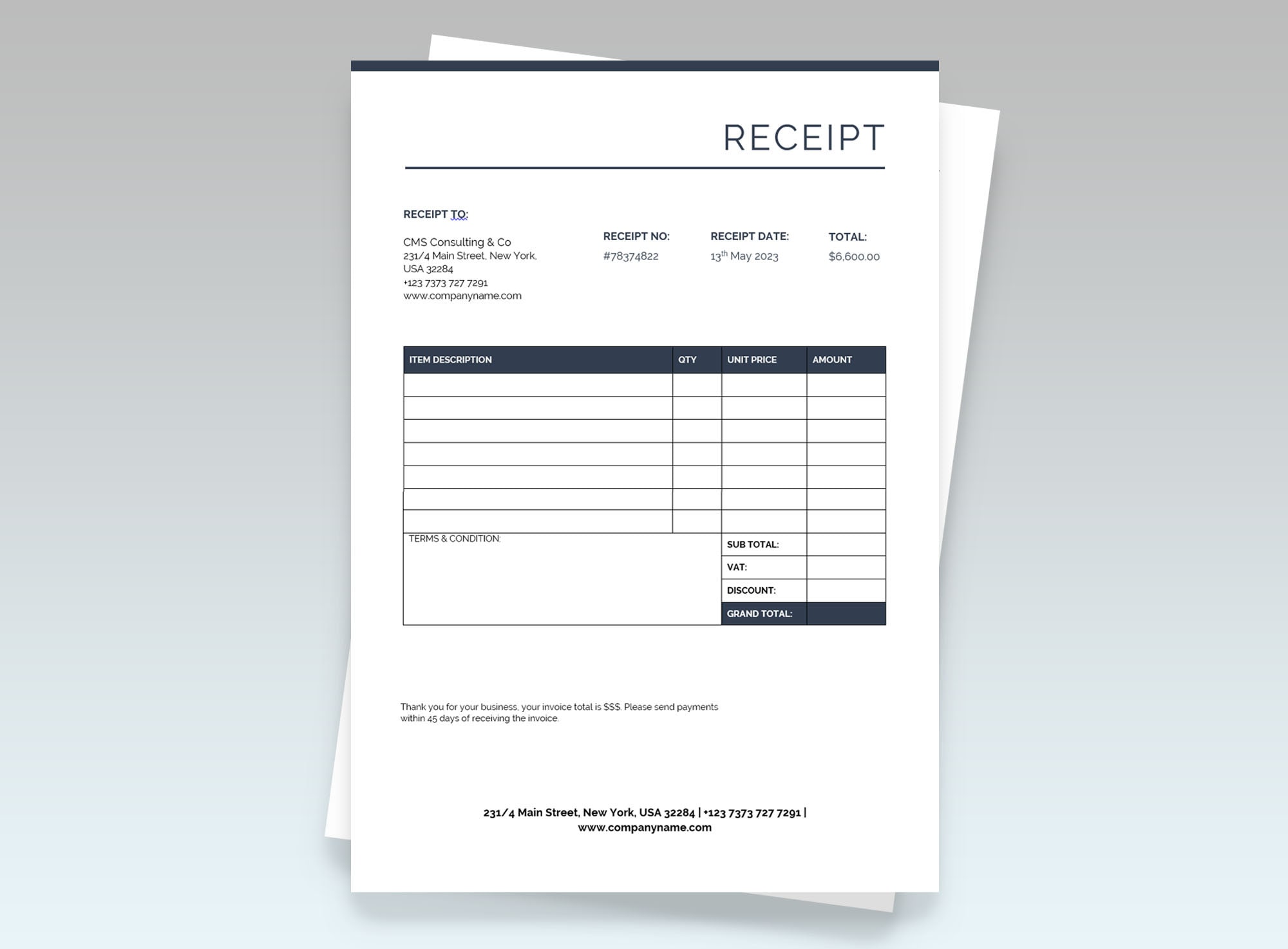 Editable Receipt Template, Receipt Template, Printable Payment Receipt ...