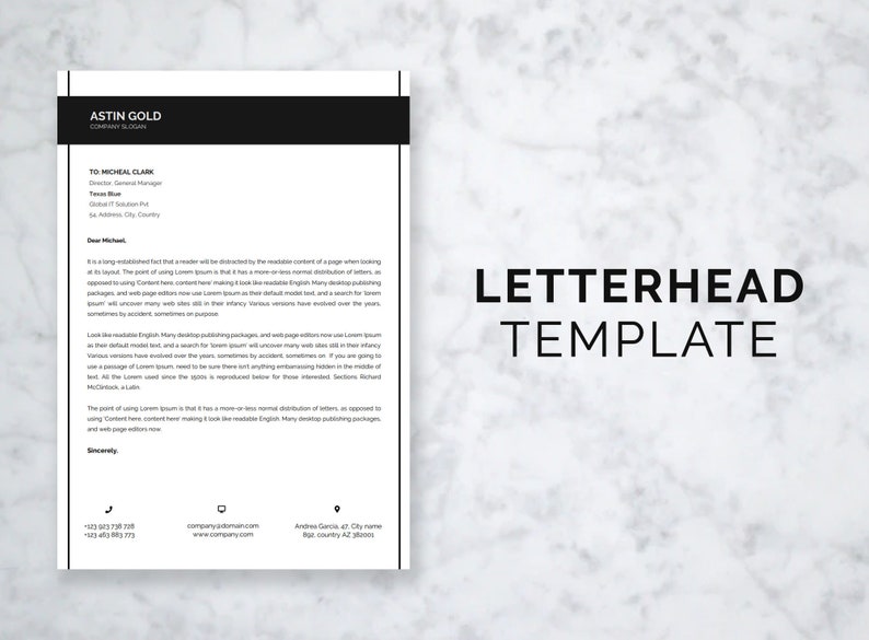 Letterhead Template, Printable Letterhead, Letterhead Template Word ...