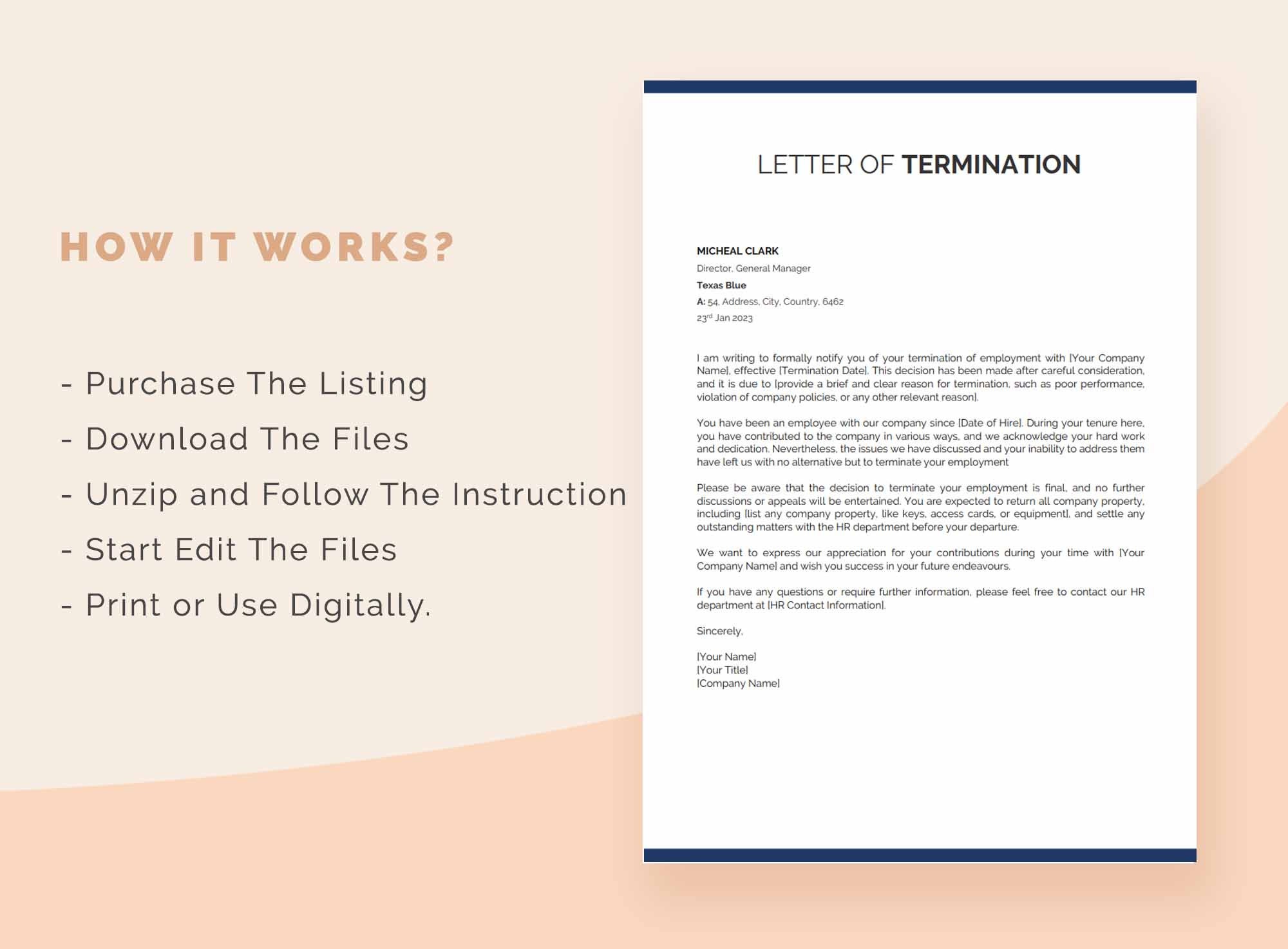 Professional Termination Letter Termination Letter Template - Etsy UK