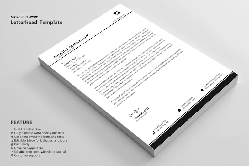 Letter Head Template Fully Editable Letterhead Design | Etsy Canada