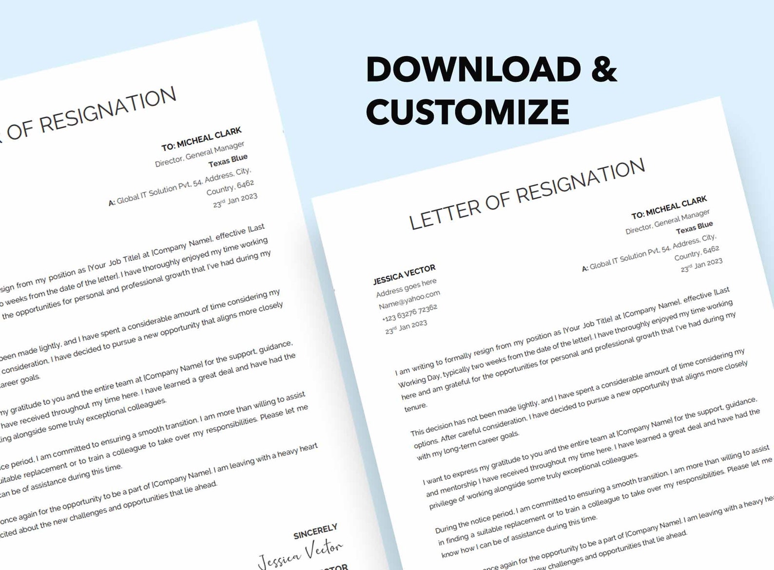 Resignation Letter Template, Notice Letter, Letter of Resignation ...