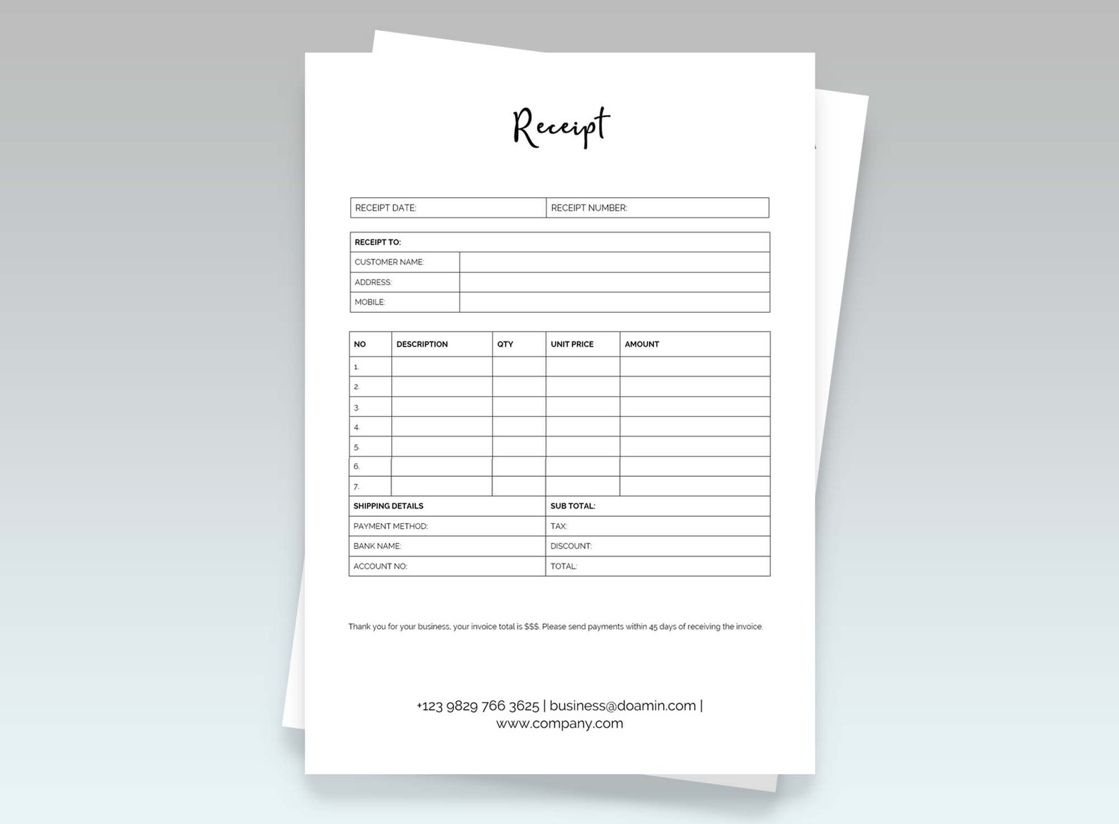 RECEIPT TEMPLATE Editable Word Google Docs Fully Editable - Etsy UK